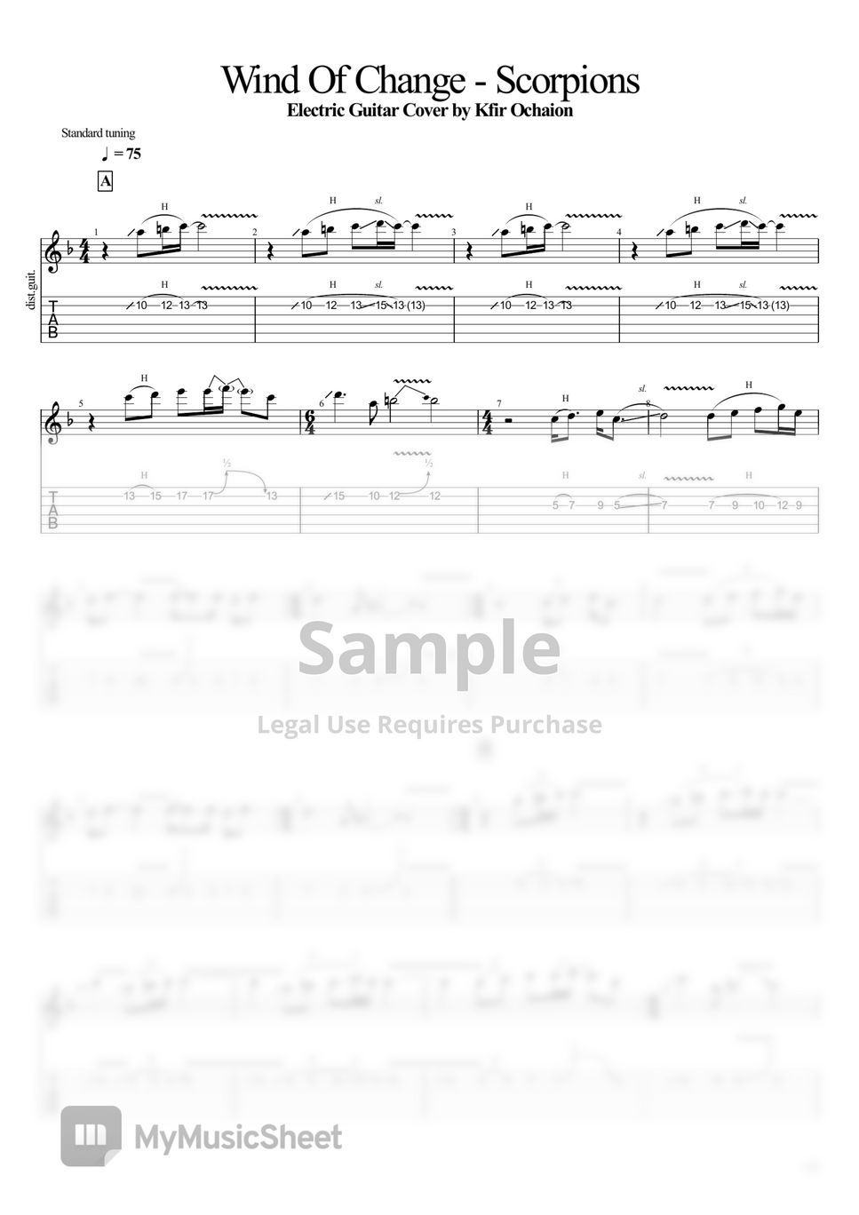 Scorpions - Wind Of Change 악보 by Kfir Ochaion