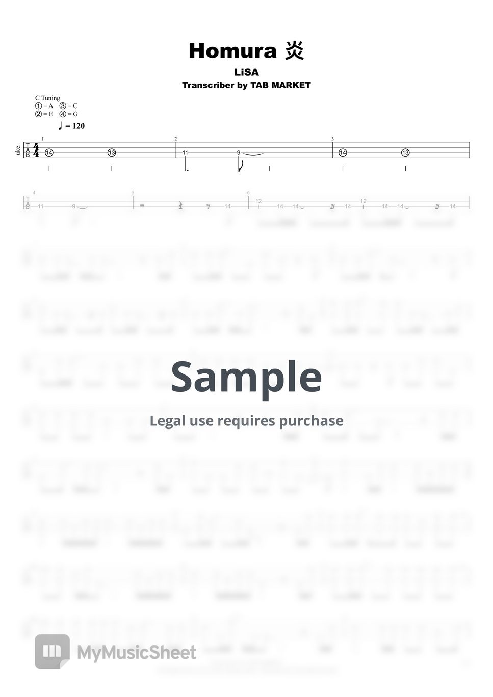 LiSA - Homura 炎 Sheet Music by Tab Market