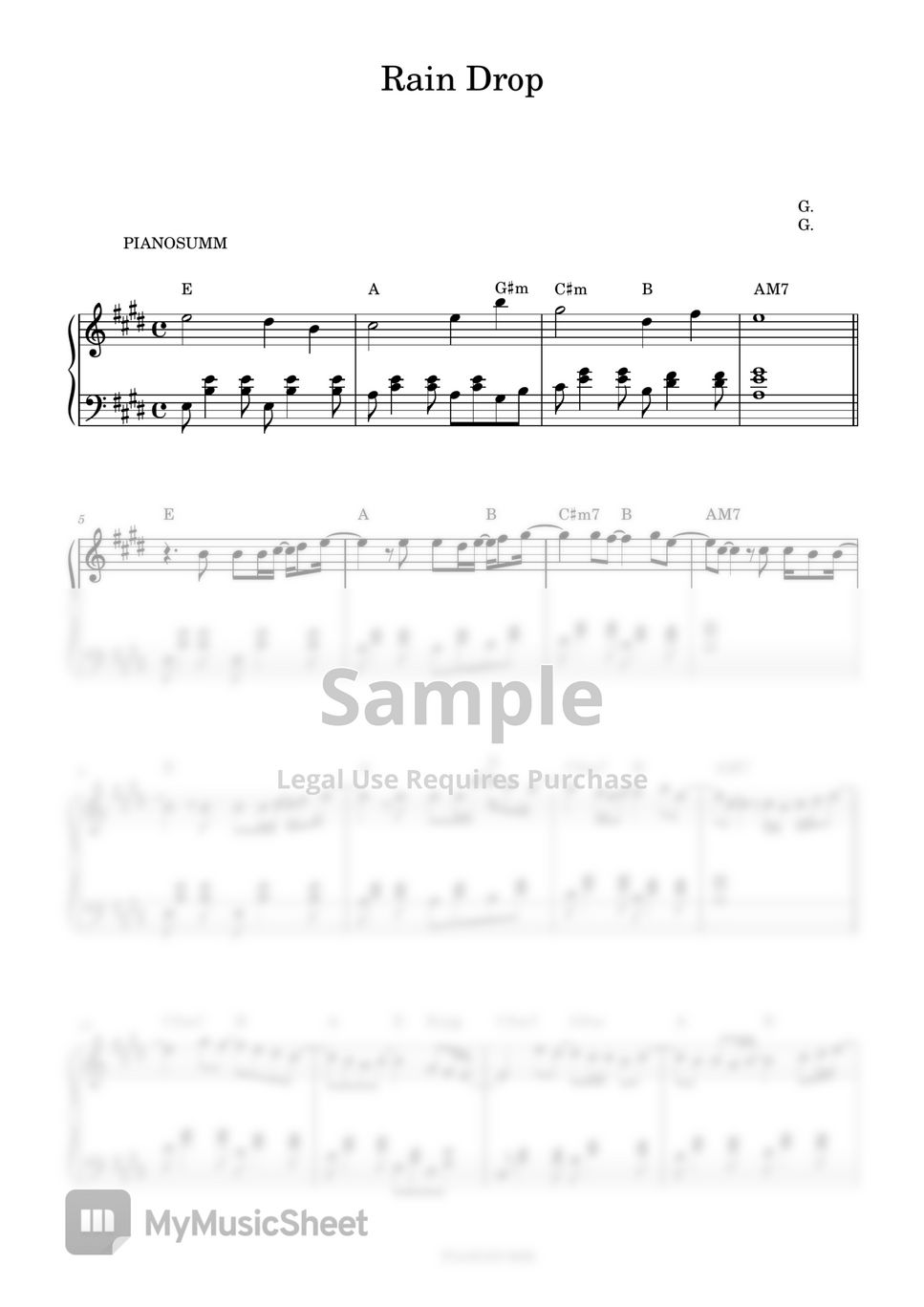 IU(아이유) - Rain Drop 악보 by PIANOSUMM