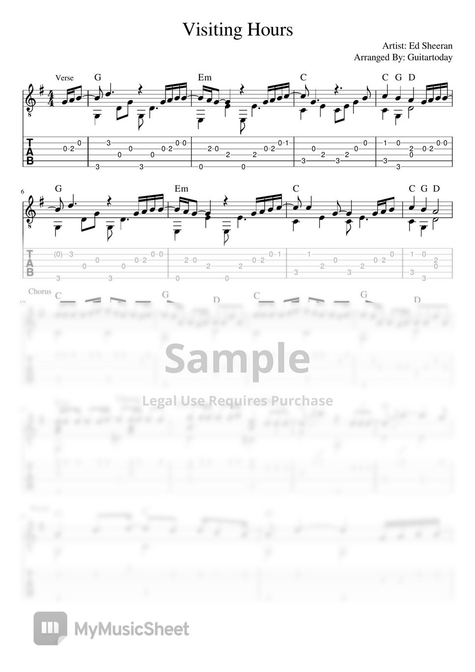 Ed Sheeran - Visiting Hours 악보