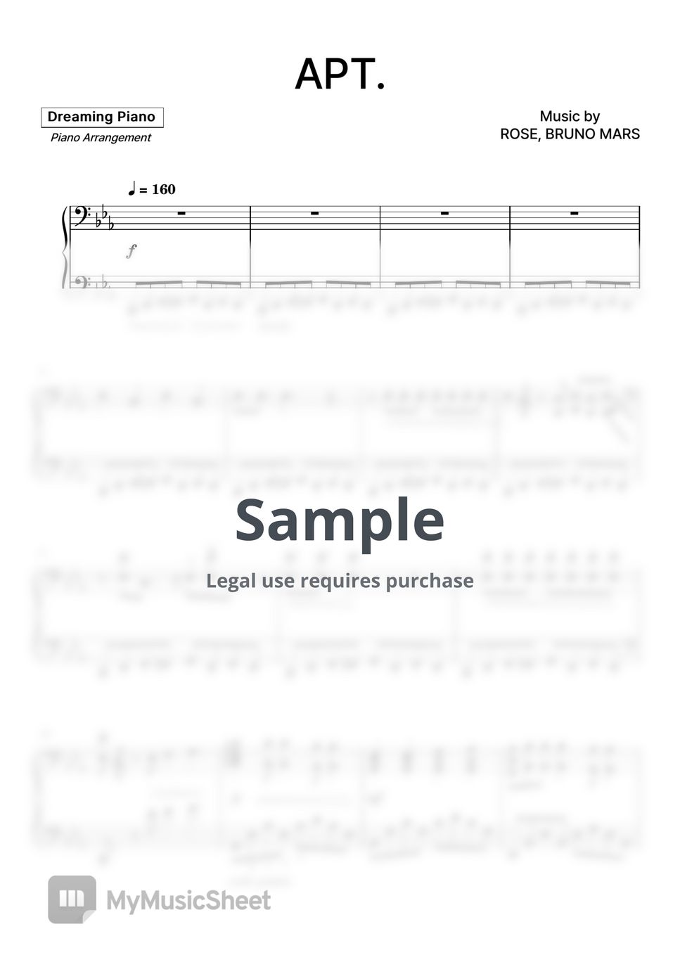 ROSÉ & Bruno Mars - APT. 악보 by Dreaming Piano