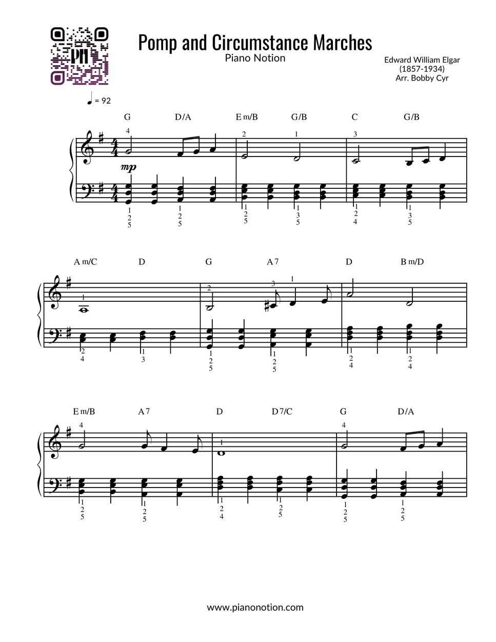 Edward William Elgar - Pomp and Circumstance Marches (Easy Piano ...