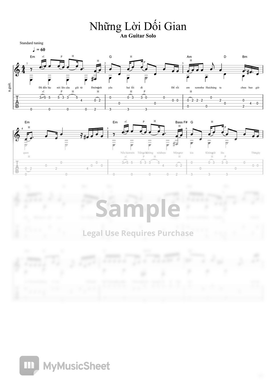 Nhạc Ngoại Những Lời Dối Gian Easy Tab 1staff By An Guitar