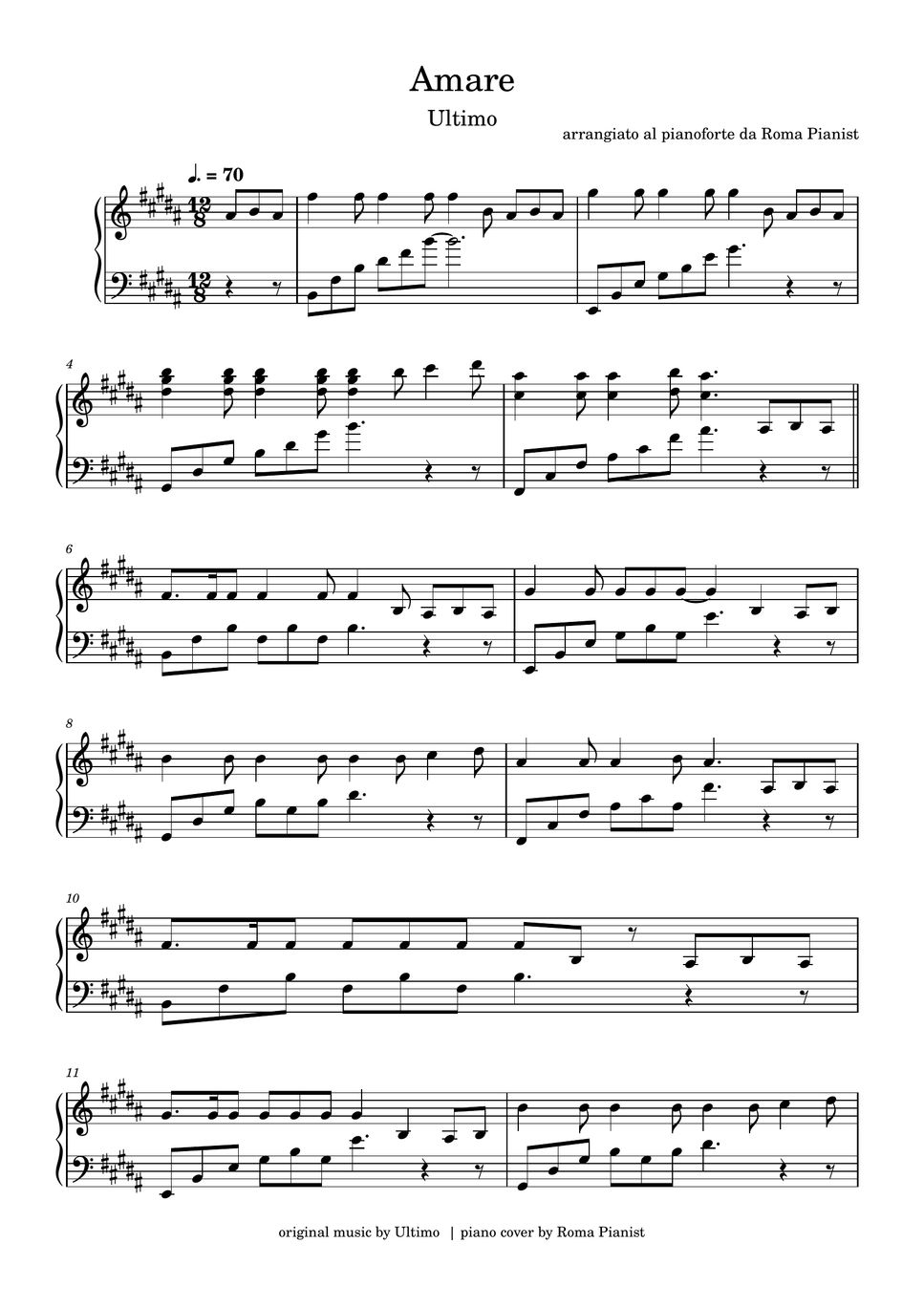 Ultimo - Amare 楽譜 by Roma Pianist