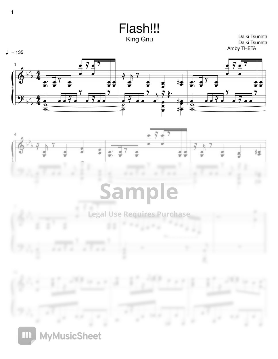 King Gnu - Flash!!! Sheets by THETA PIANO