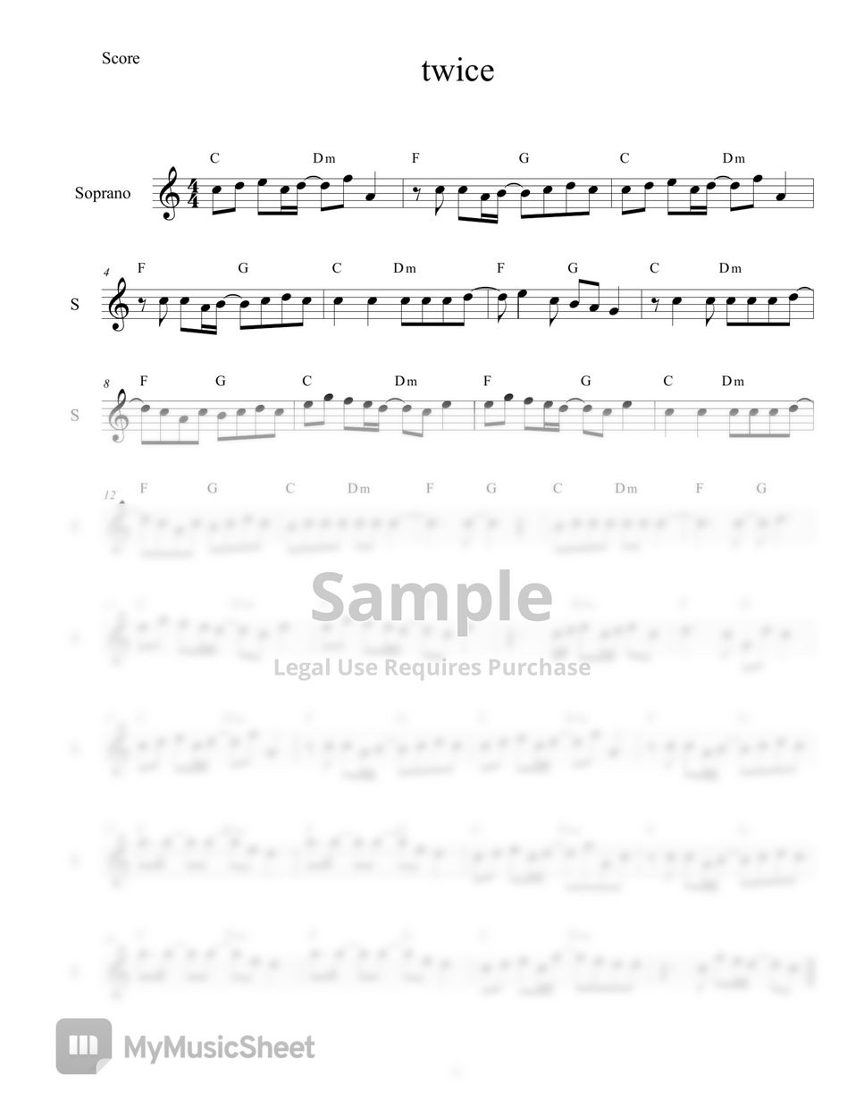 트와이스(TWICE)-Dance the night away (C major) Piano Sheet Music PDF | mymusic5