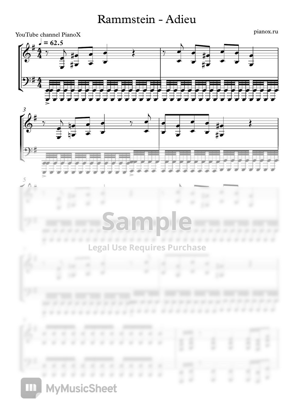 Rammstein - Adieu Sheets by PianoX