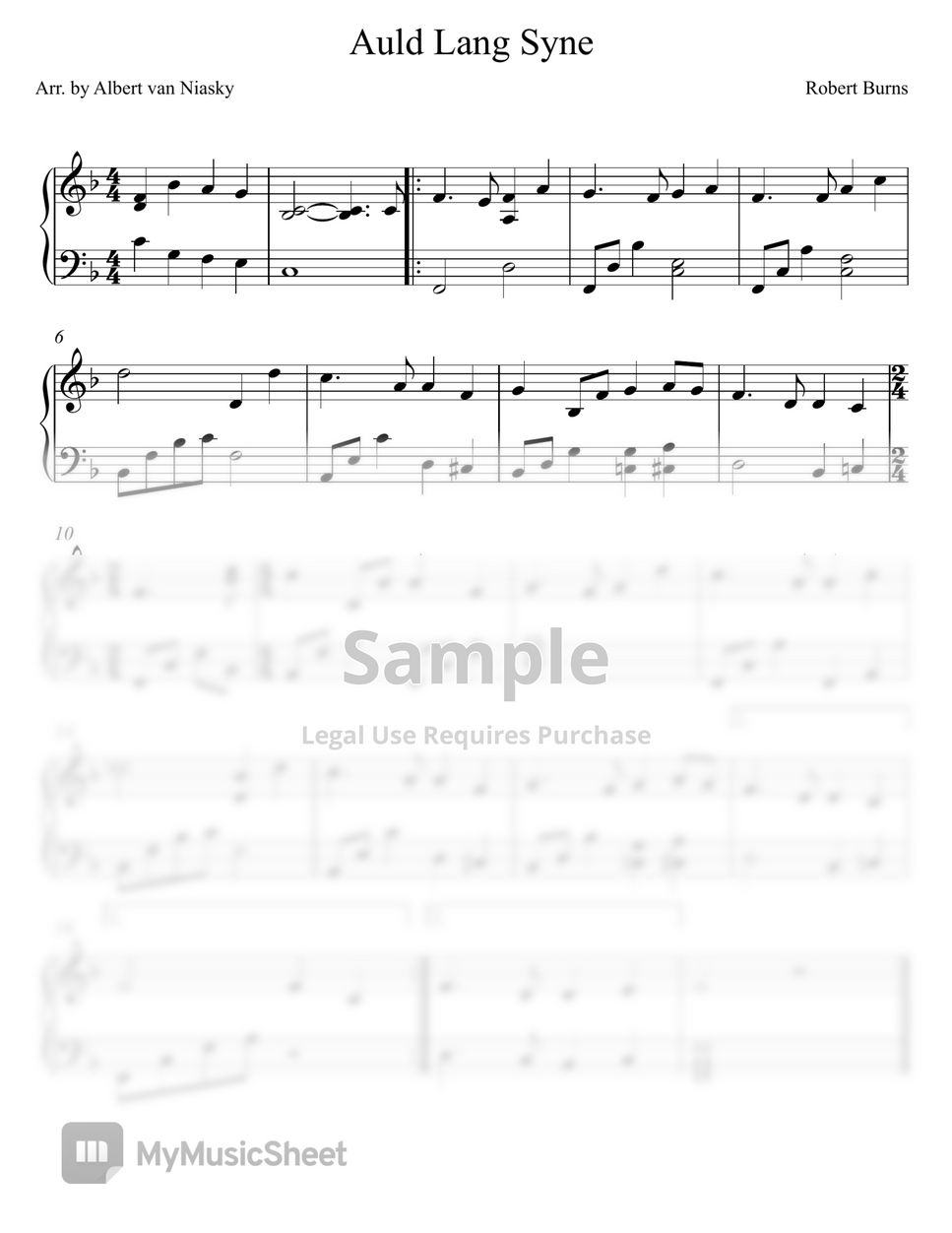 Robert Burns - Auld Lang Syne Sheets by Albert van Niasky