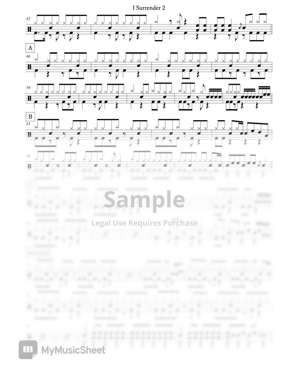 Rainbow - I Surrender Sheets by Arkadia Drums