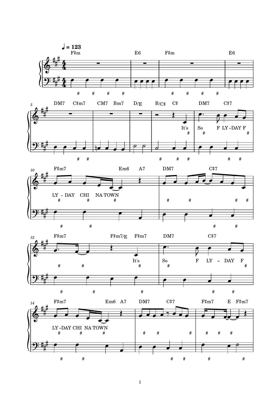 泰葉 - フライディ・チャイナタウン (ピアノ楽譜 / かんたん両手 / 歌詞付き / ドレミ付き / 初心者向き) 楽譜 by piano ...