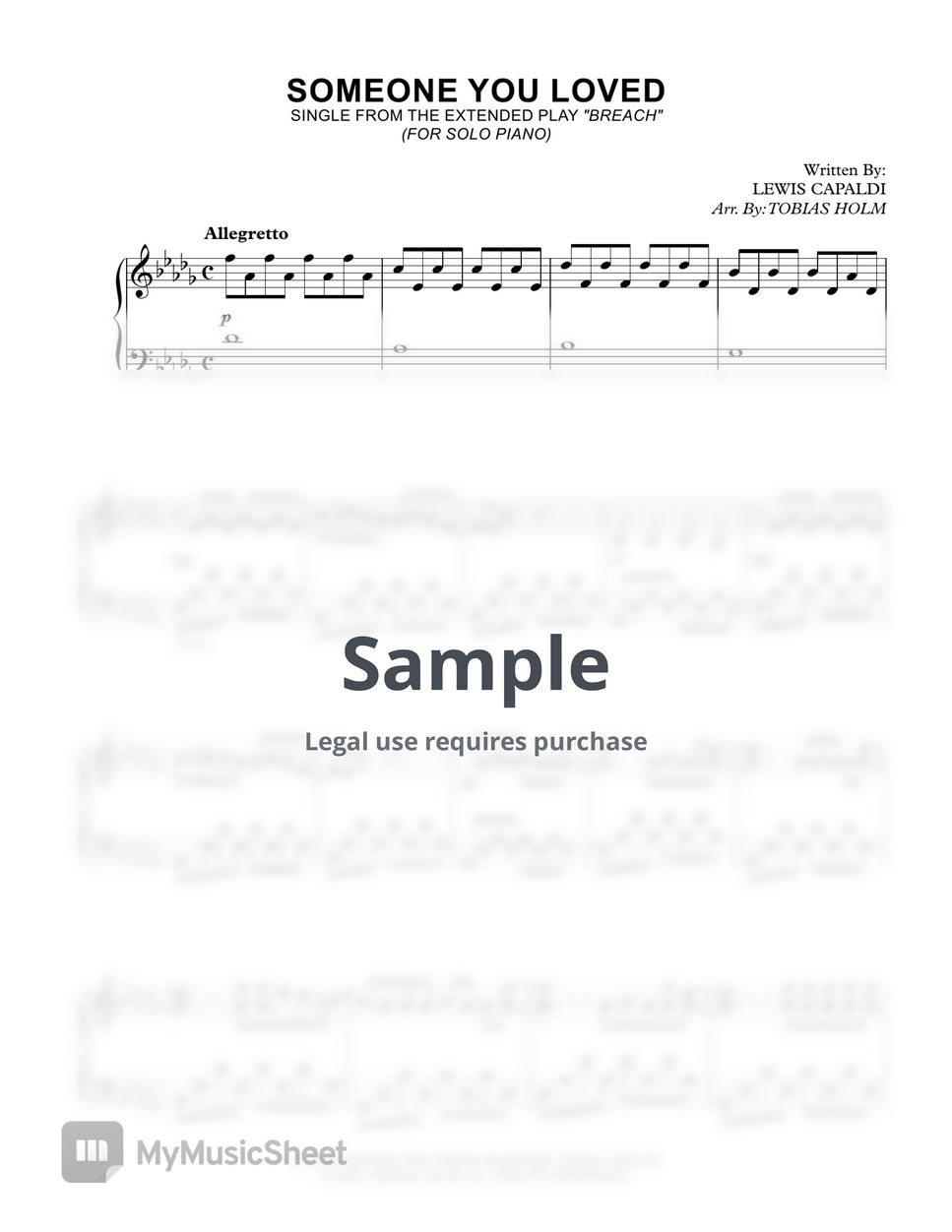 Lewis Capaldi - Someone You Loved Sheets by Tobias Holm