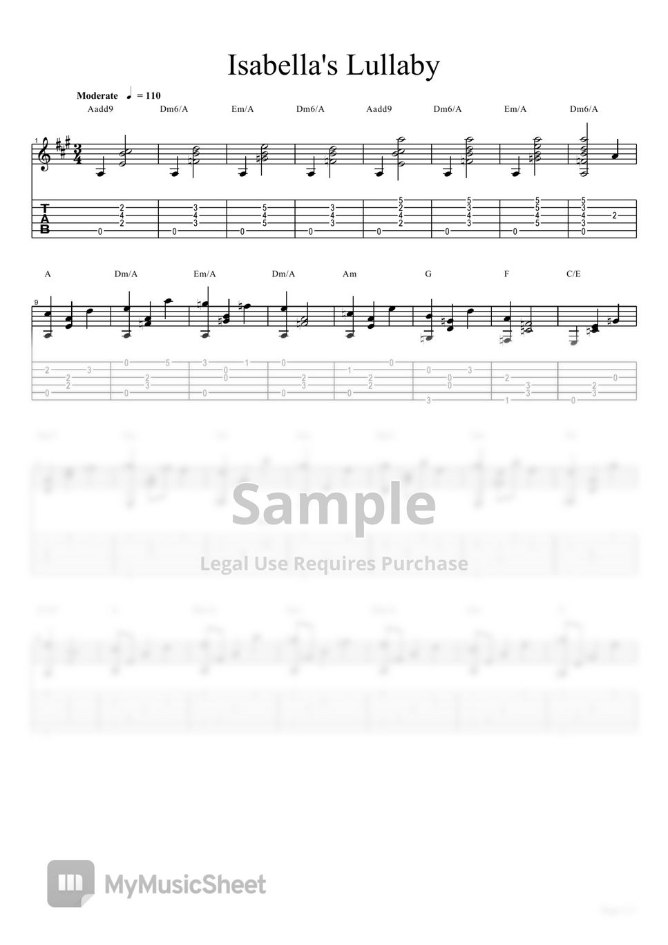 Isabella - Isabella's Lullaby Sheets by David Chun