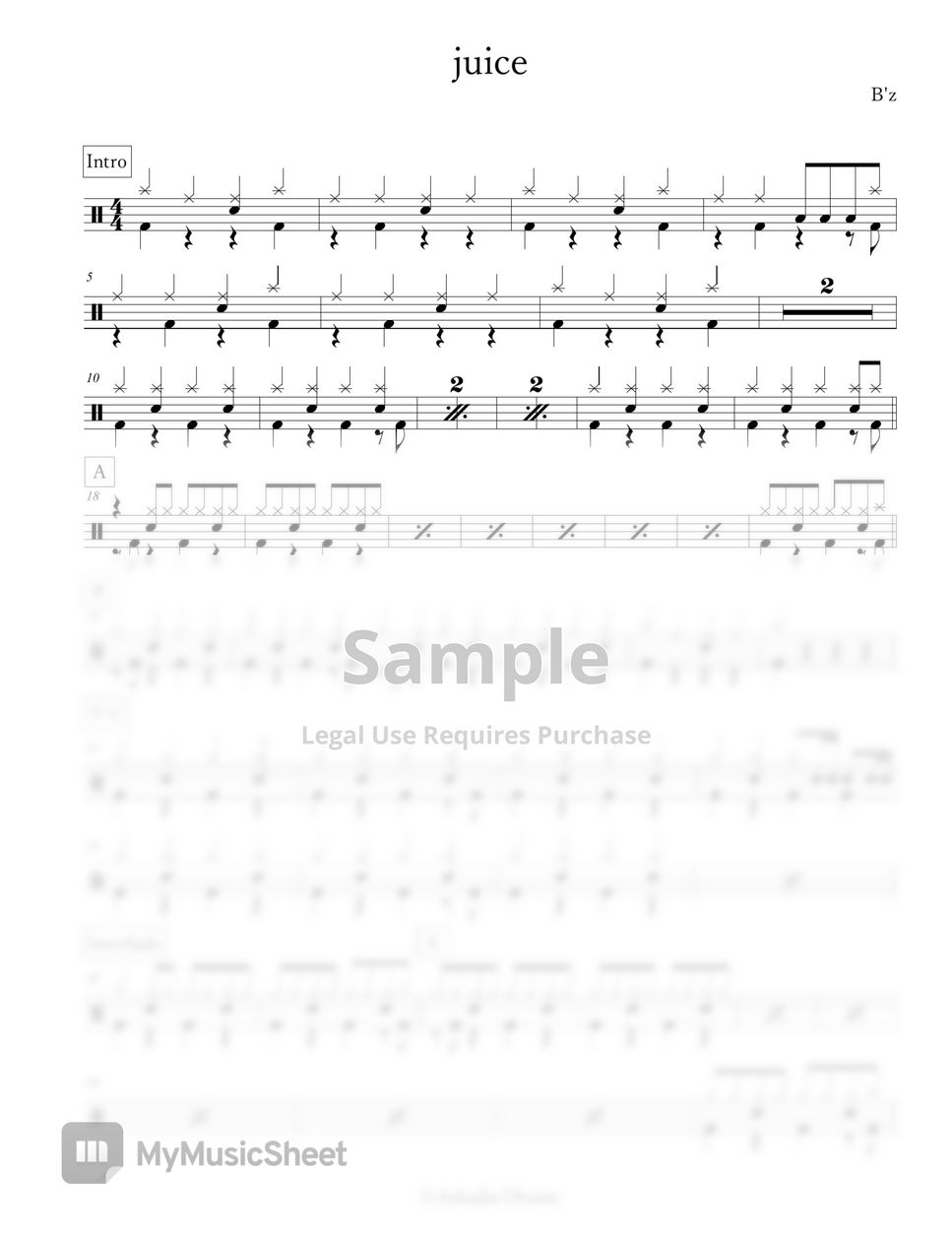 B'z - juice Sheets by Arkadia Drums