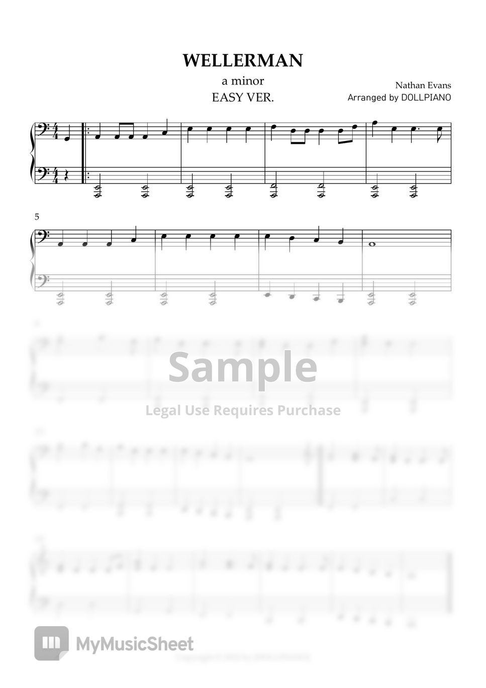 Wellerman (매우 쉬운 버전 (바이엘 난이도)) Sheet Music by DOLLPIANO