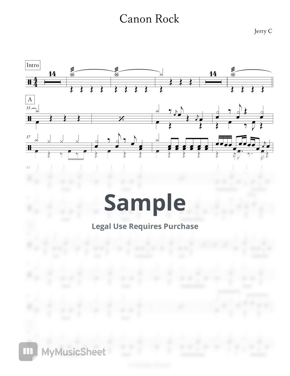Jerry C - Canon Rock 악보 by Arkadia Drums