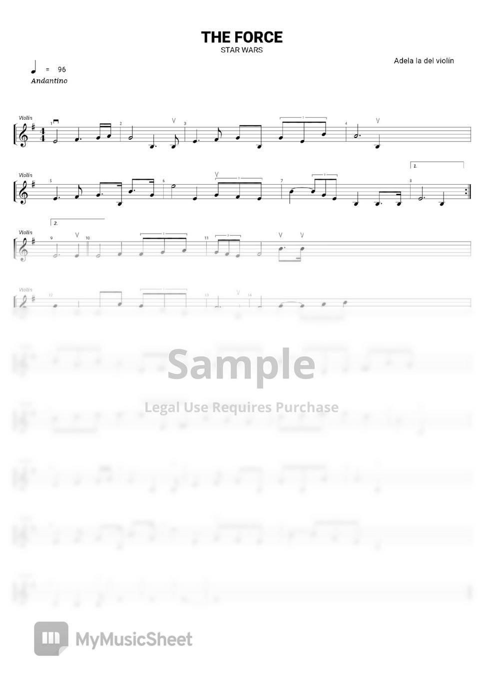 STAR WARS - THE FORCE 악보 by Adela la del violin