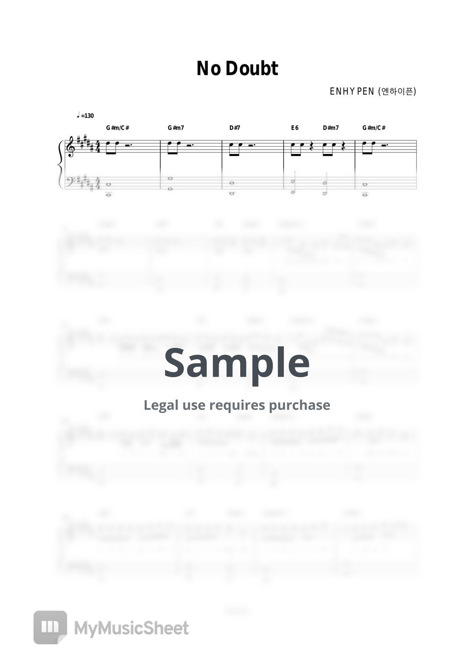 ENHYPEN (엔하이픈) - No Doubt (Easy ver.) Sheet Music by Dopiano