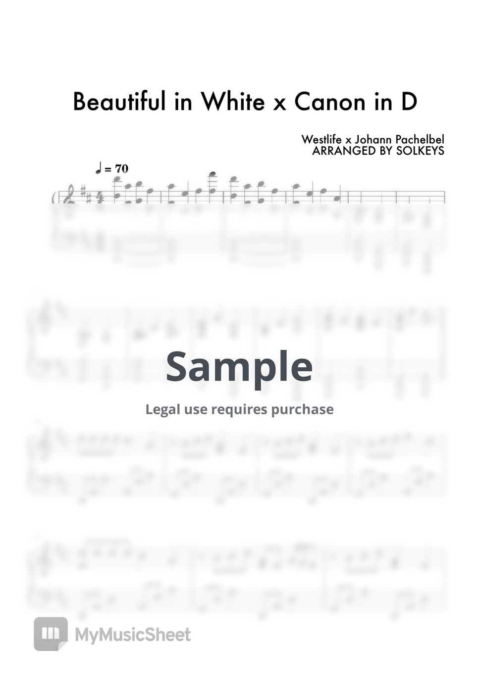 Westlife x Pachelbel - Beautiful In White x Canon in D (Mashup) Lembar ...