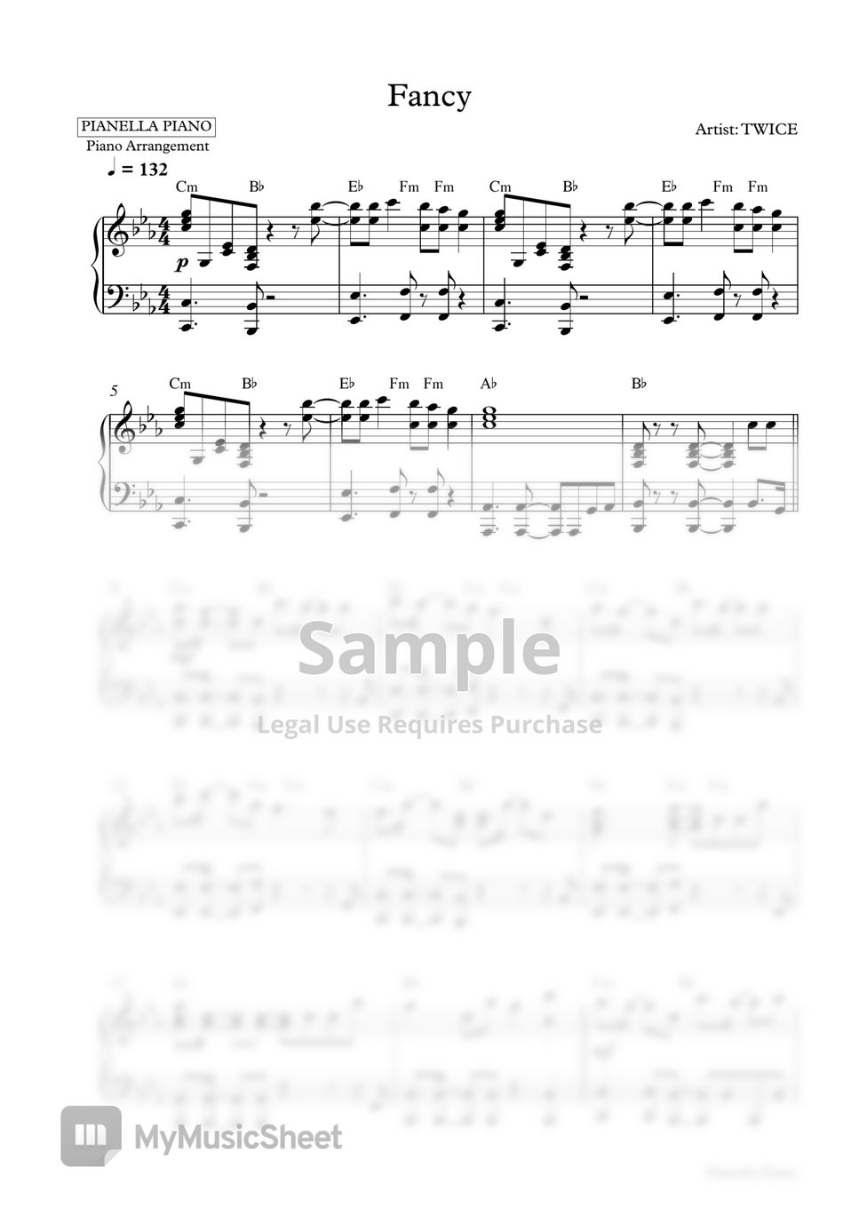TWICE - FANCY (Piano Sheet) Sheet Music by Pianella Piano