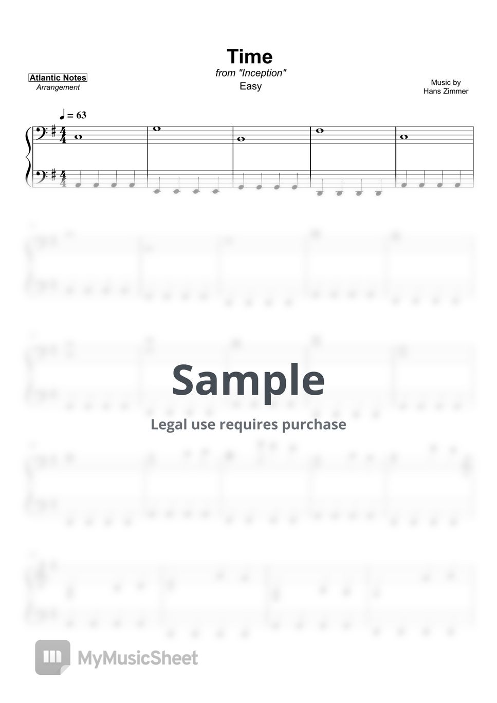 Hans Zimmer - Time (Inception) 악보 by Atlantic Notes