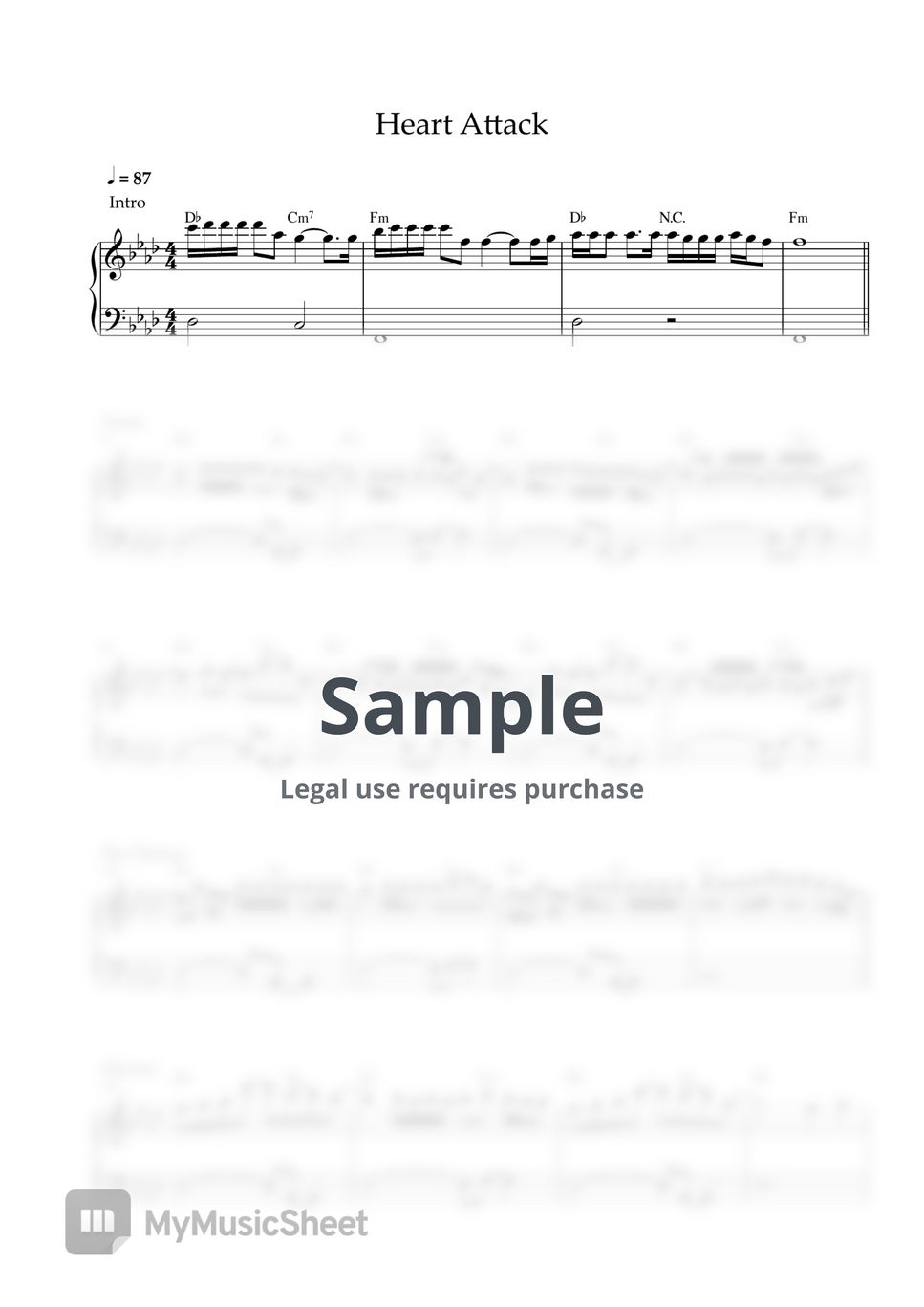 Demi Lovato - Heart Attack (EASY PIANO SHEET) Sheet Music by Pianella Piano