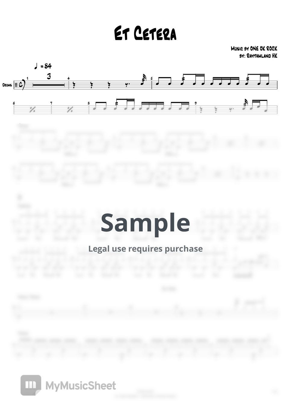 ONE OK ROCK - Et Cetera Sheets by Rhythmland HK
