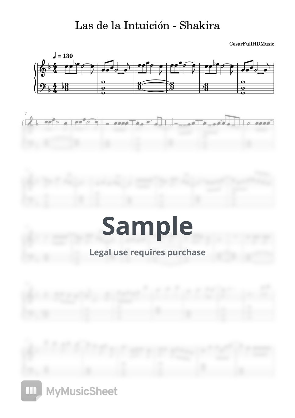 Shakira - Las de la Intuición 악보