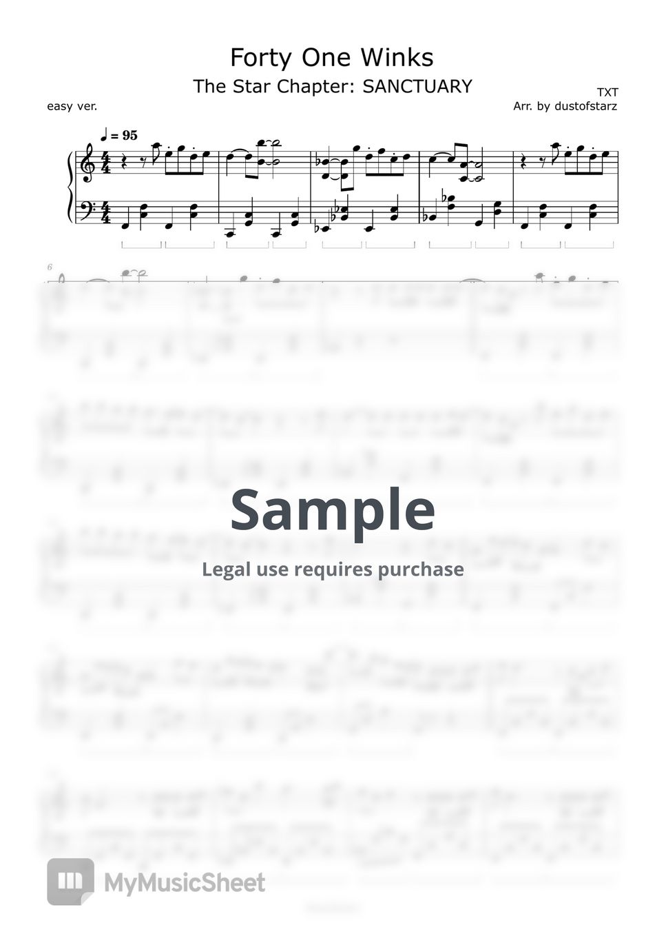 TXT - Forty One Winks (easy ver.) Sheet Music by dustofstarz