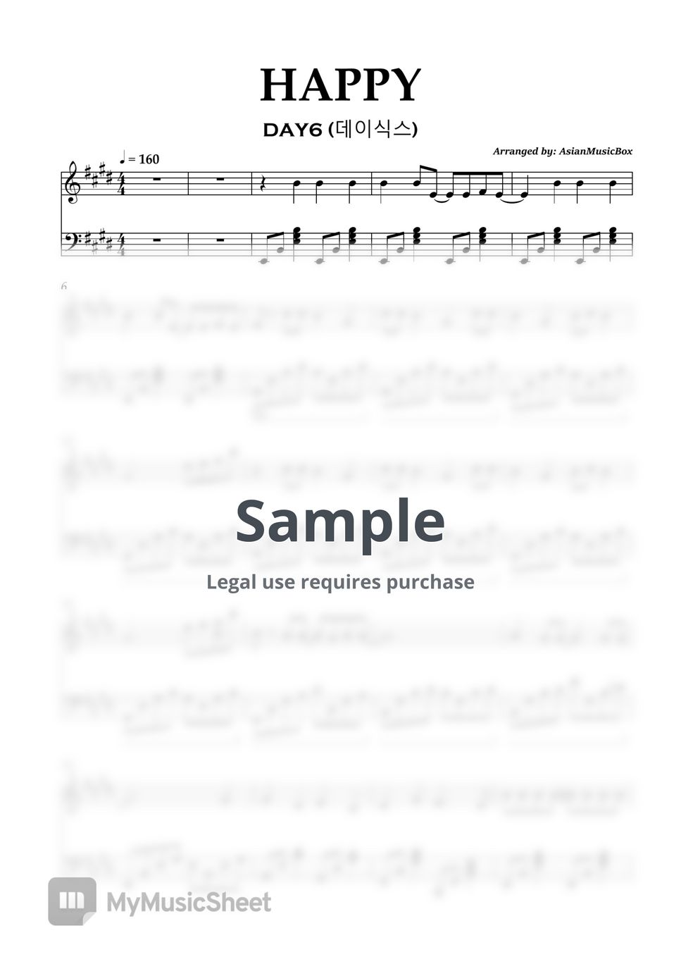 DAY6 (데이식스) - 'HAPPY' (Sheet, MIDI, MultiTracks & WAV) 악보 by AsianMusicBox