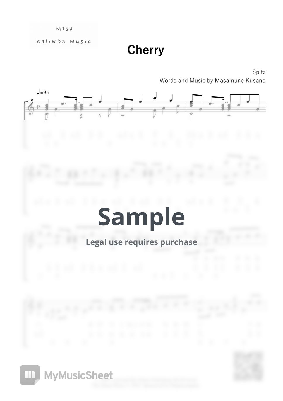 Spitz - Cherry / 17 keys kalimba / Number Notation Kalimba Sheet Music PDF | Misa / Kalimba ...