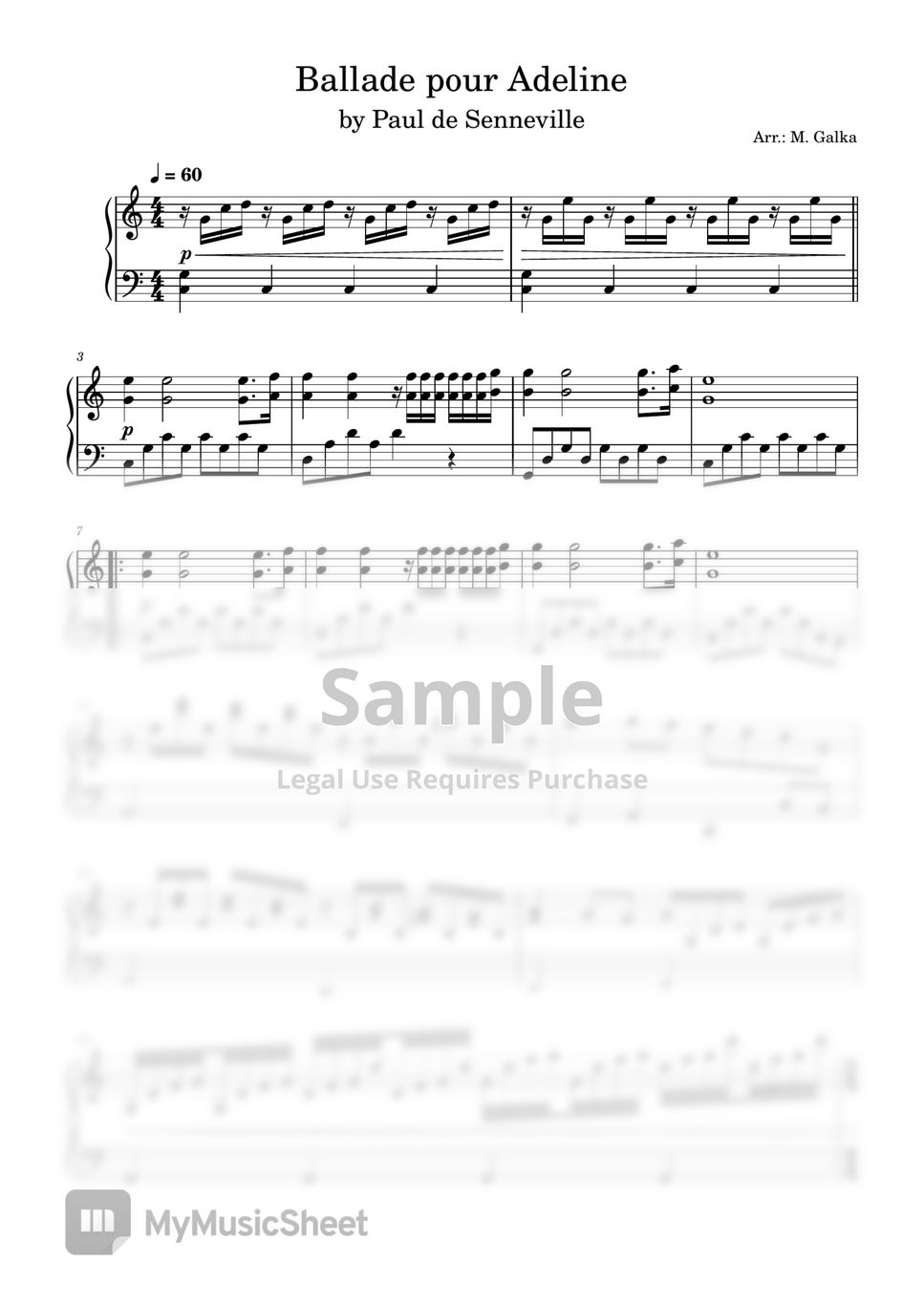 Paul de Senneville - Ballade pour Adeline Sheets by M. Galka