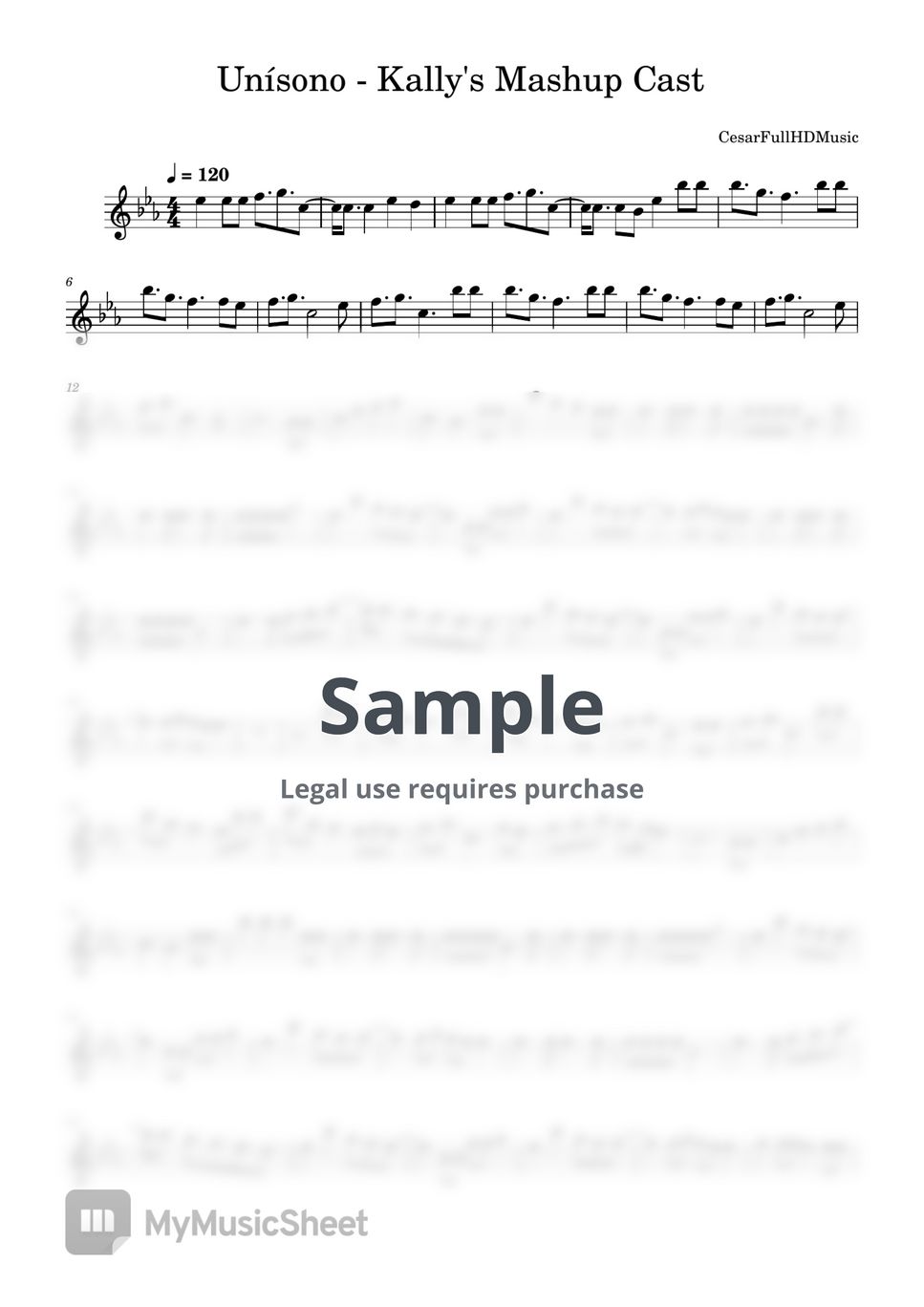 Kally's Mashup Cast - Unísono Sheet Music