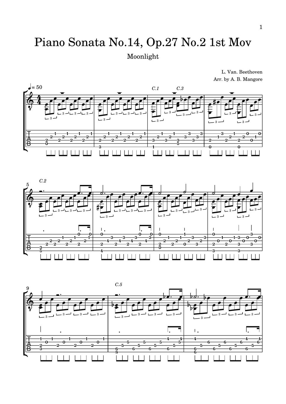 Ludwig van Beethoven - Piano Sonata No.14 1st Mov (arranged by Agustine ...