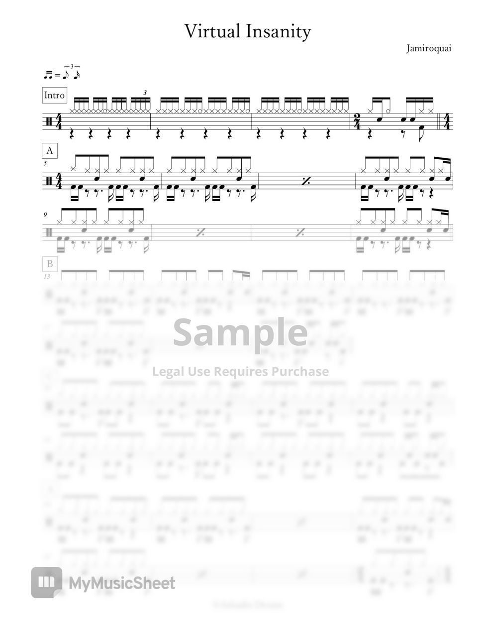 Jamiroquai - Virtual Insanity 악보 by Arkadia Drums