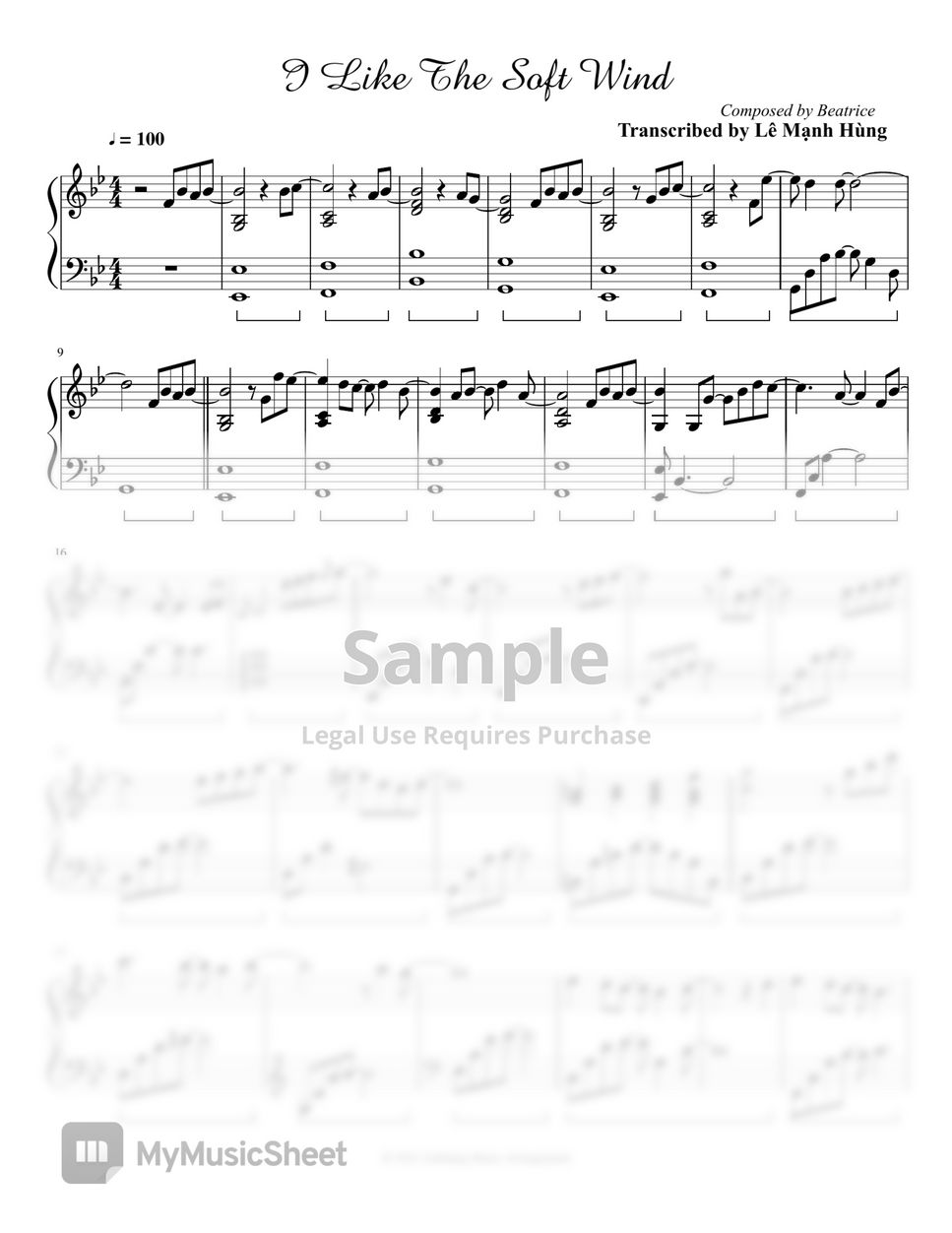 Beatrice - I LIKE THE SOFT WIND (Transcribed) Sheets by Le Manh Hung