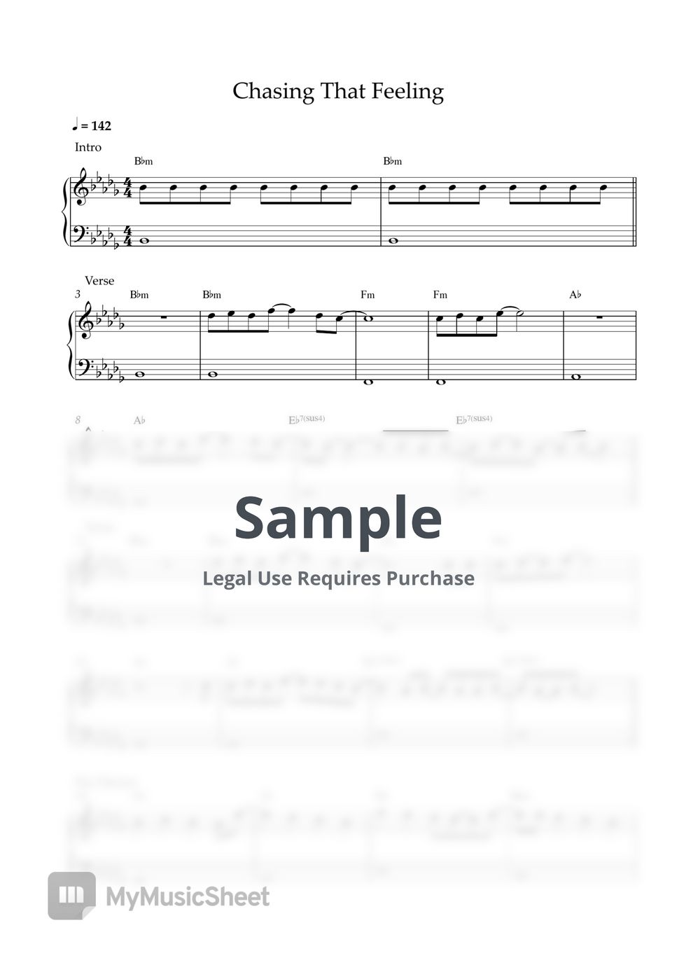 TXT - Chasing That Feeling (EASY PIANO SHEET) Sheets by Pianella Piano