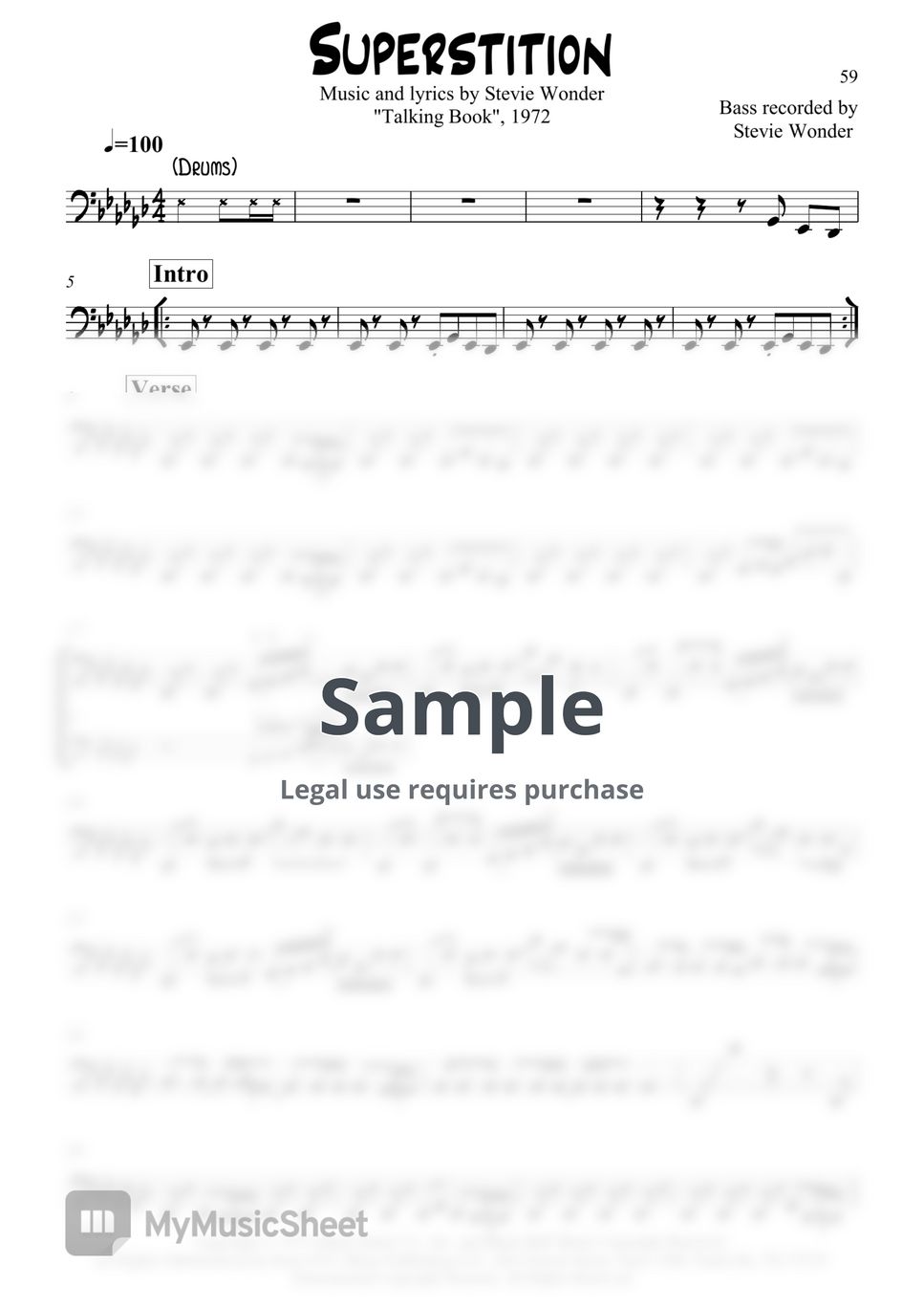 Stevie Wonder - Superstition Sheets by Contrabas