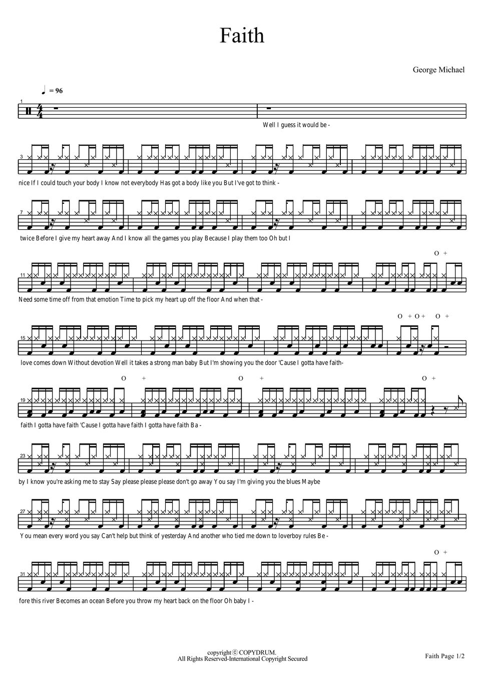 George Michael - Faith Sheet by COPYDRUM