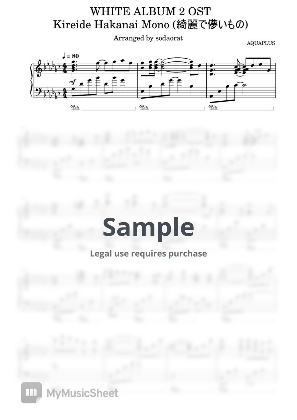 AQUAPLUS - WHITE ALBUM 2 OST - Kireide Hakanai Mono Sheets by sodaorat