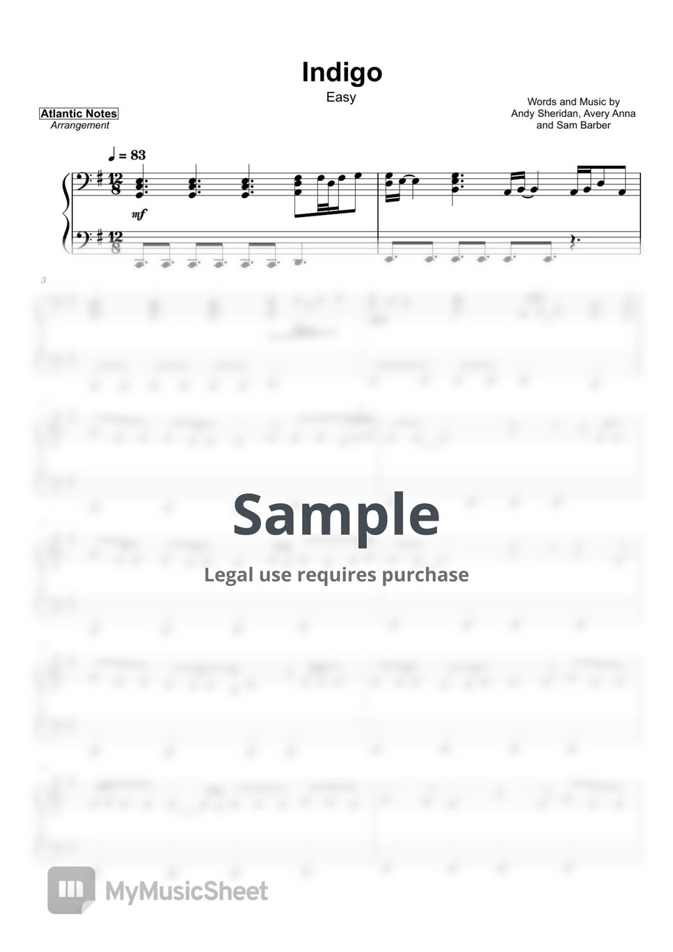 Sam Barber, Avery Anna - Indigo Sheet Music by Atlantic Notes