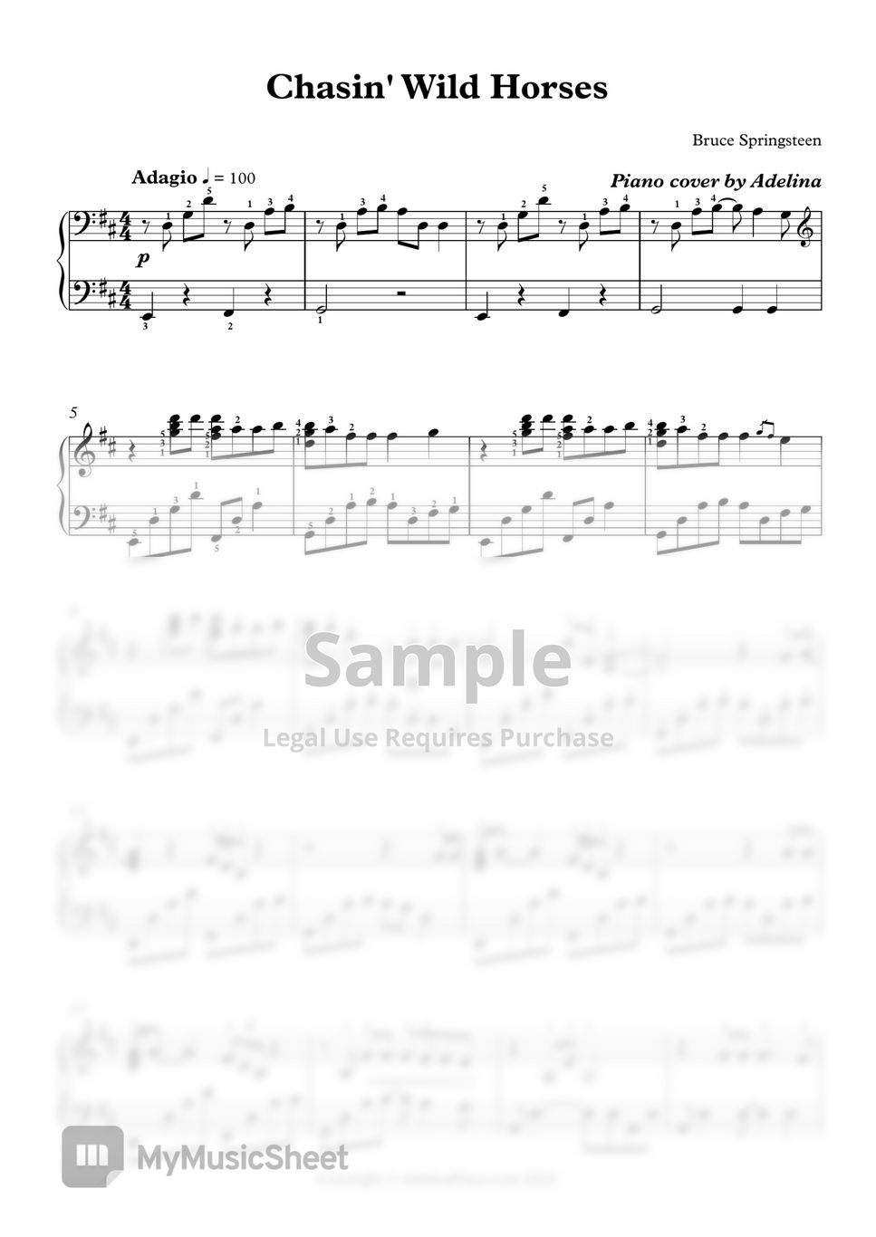 Bruce Springsteen - Chasin' Wild Horses Lembar Musik by Adelina Piano