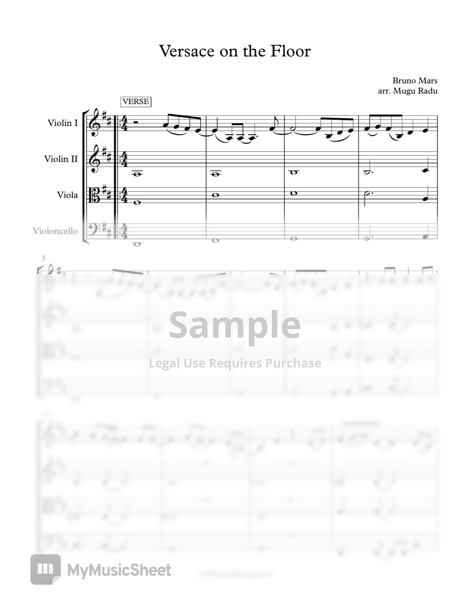 Versace on the Floor by Bruno Mars Partitur