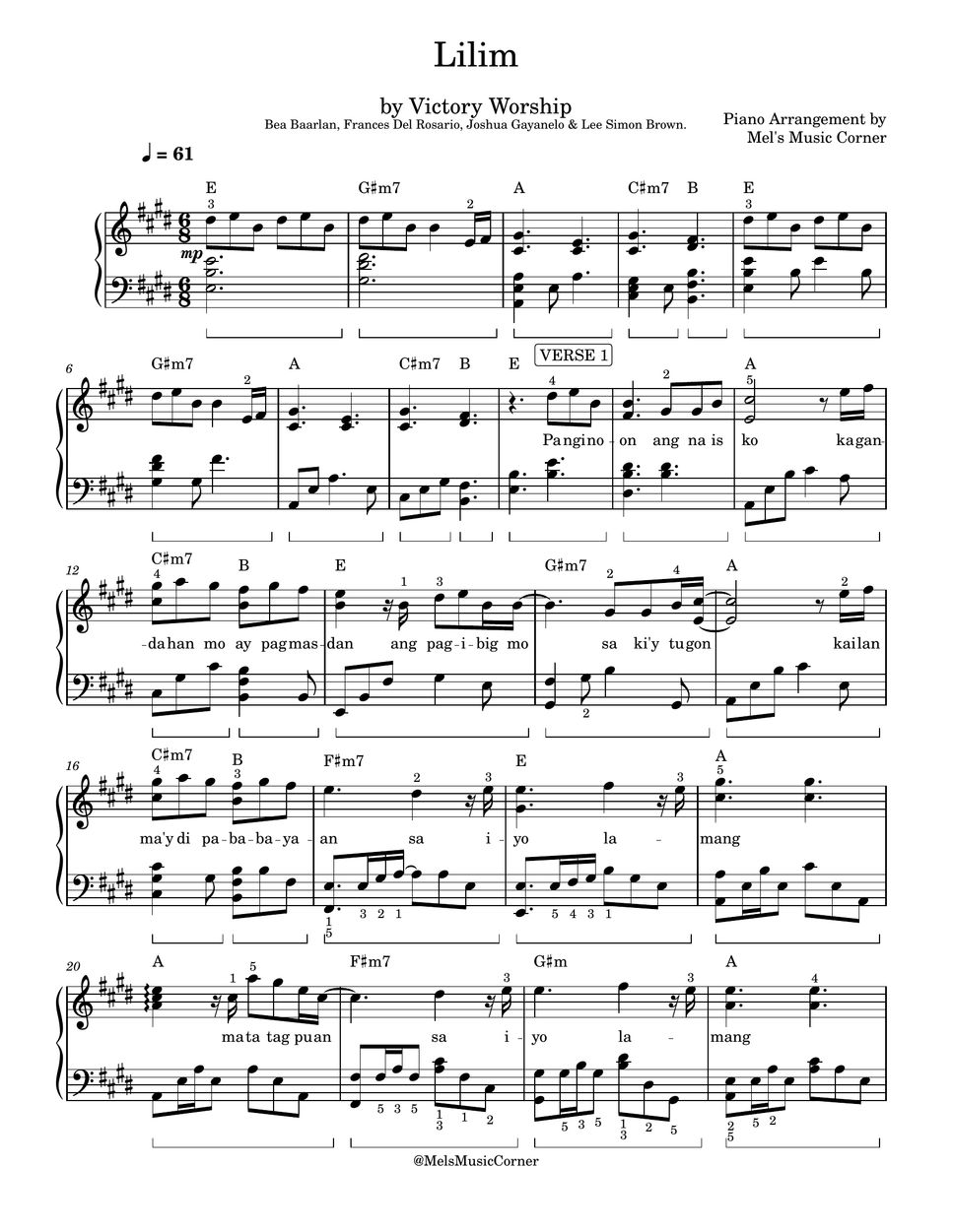 Victory Worship - Lilim (piano sheet music) Nuty by Mel's Music Corner