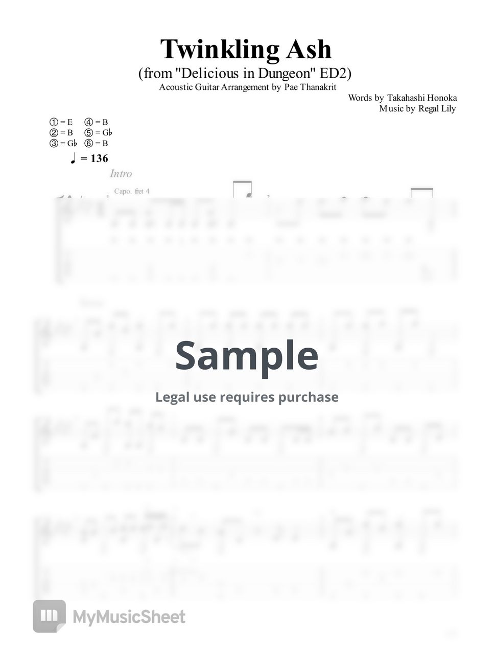 Regal Lily - Twinkling Ash Sheet Music by Pae Thanakrit