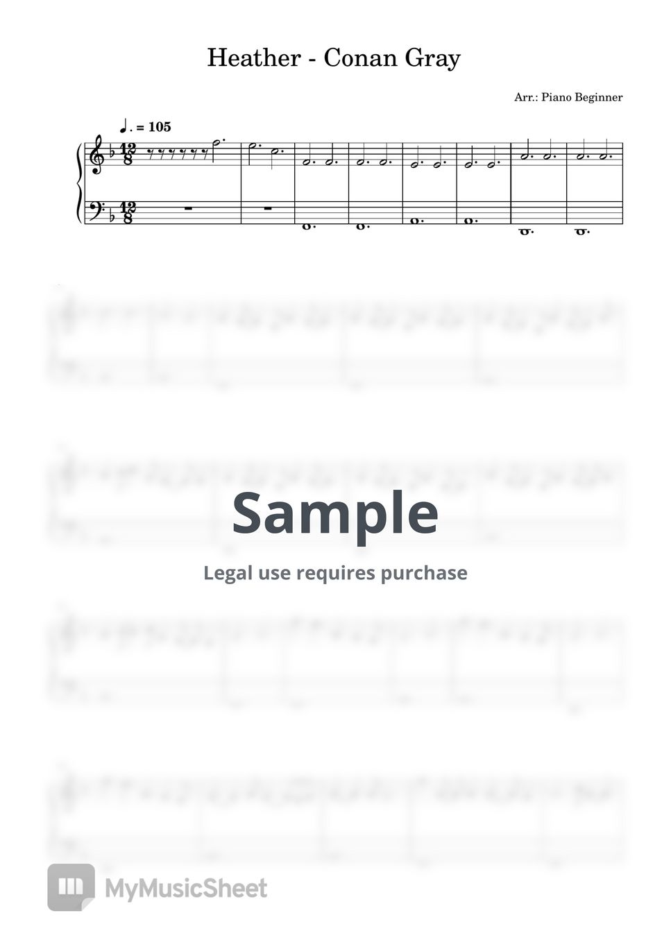 Conan Gray - Heather Sheets by Piano Beginner