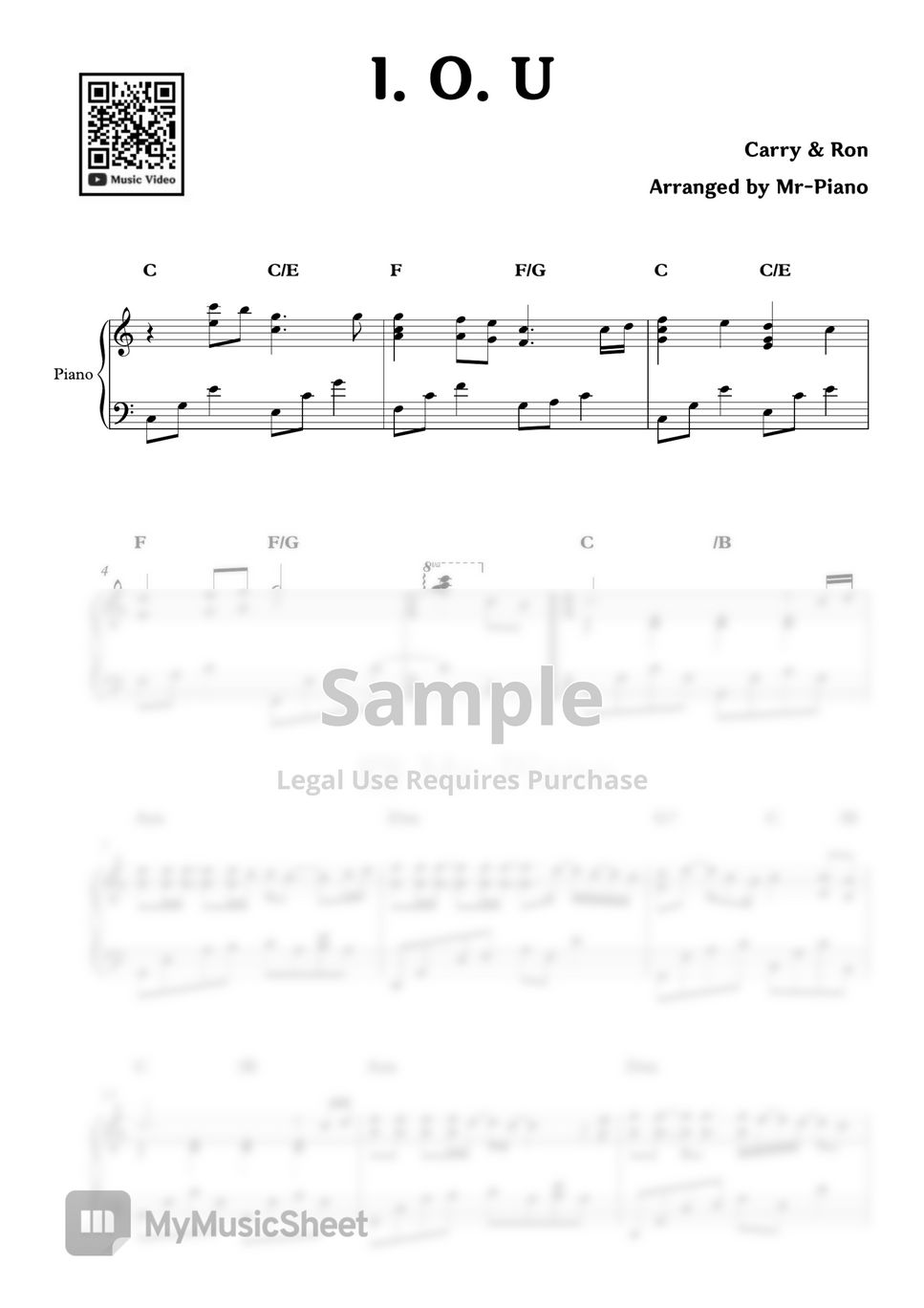 Kerry Chater & Austin Roberts - I.O.U(I owe you) (Old Pop-Song) 악보 by ...