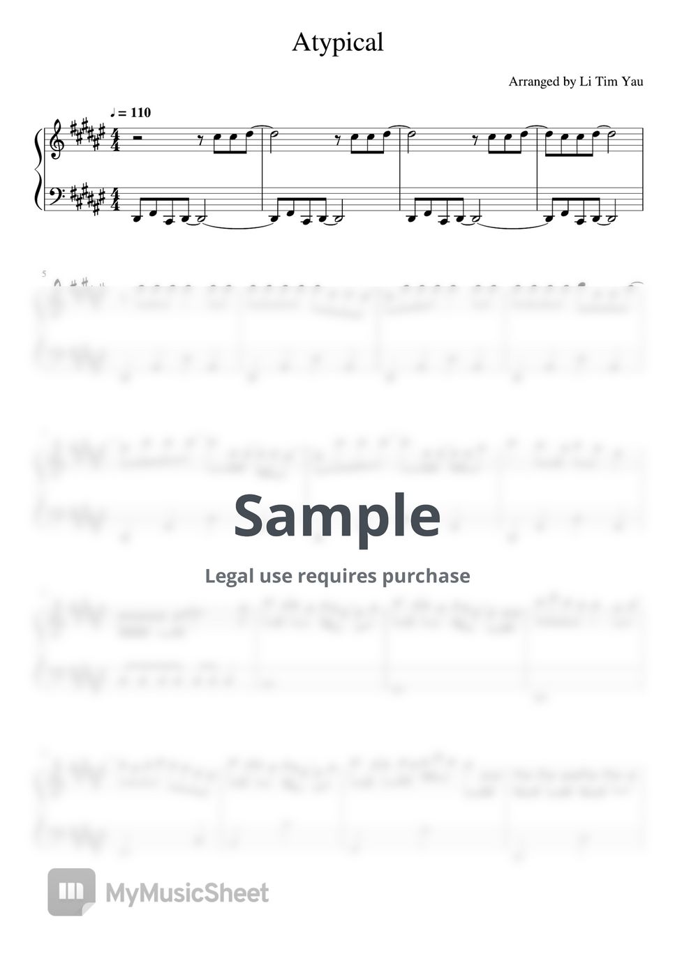 COLLAR - Atypical (Piano Cover) Sheets by Li Tim Yau