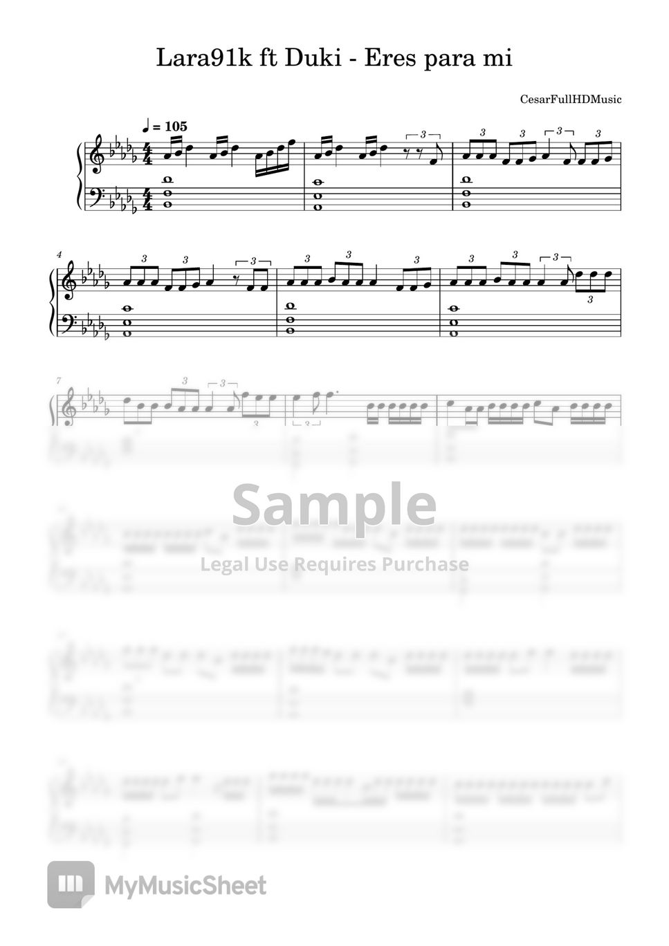 Lara91k ft Duki - Eres para mi Sheets