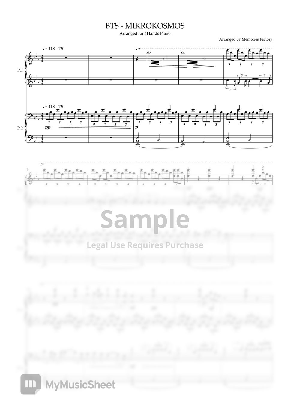 Bts Mikrokosmos 4hands Hard 악보 By Memories Factory