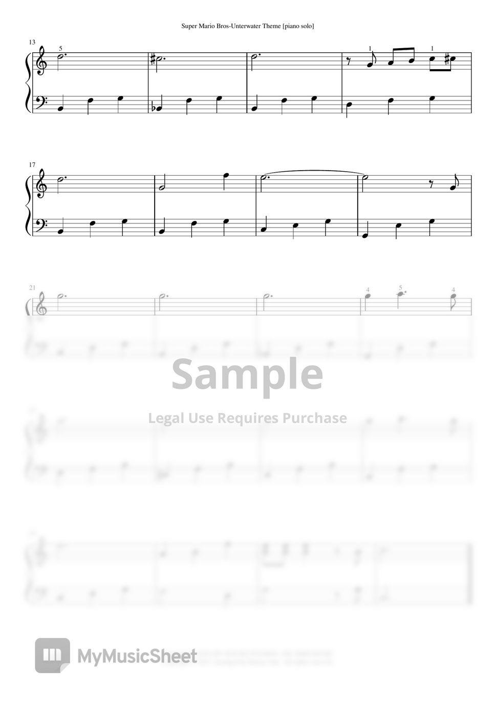 Koji Kondo - Super Mario Bros. "underwater theme" 슈퍼마리오 게임뮤직 (Piano ...